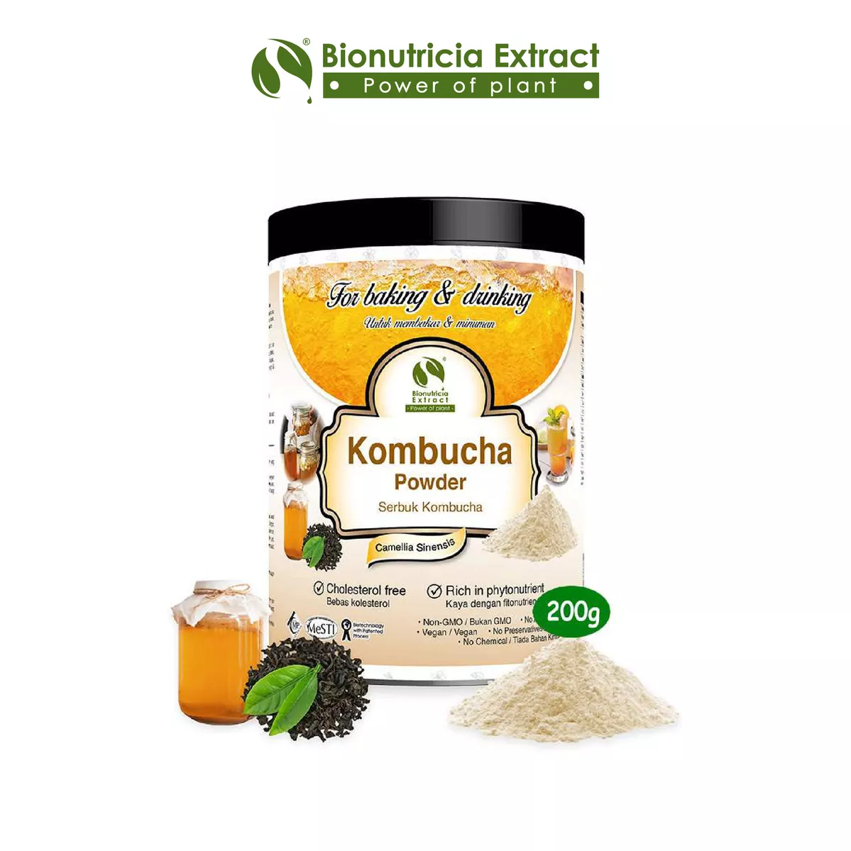 Código SA para concentrado de kombucha en polvo